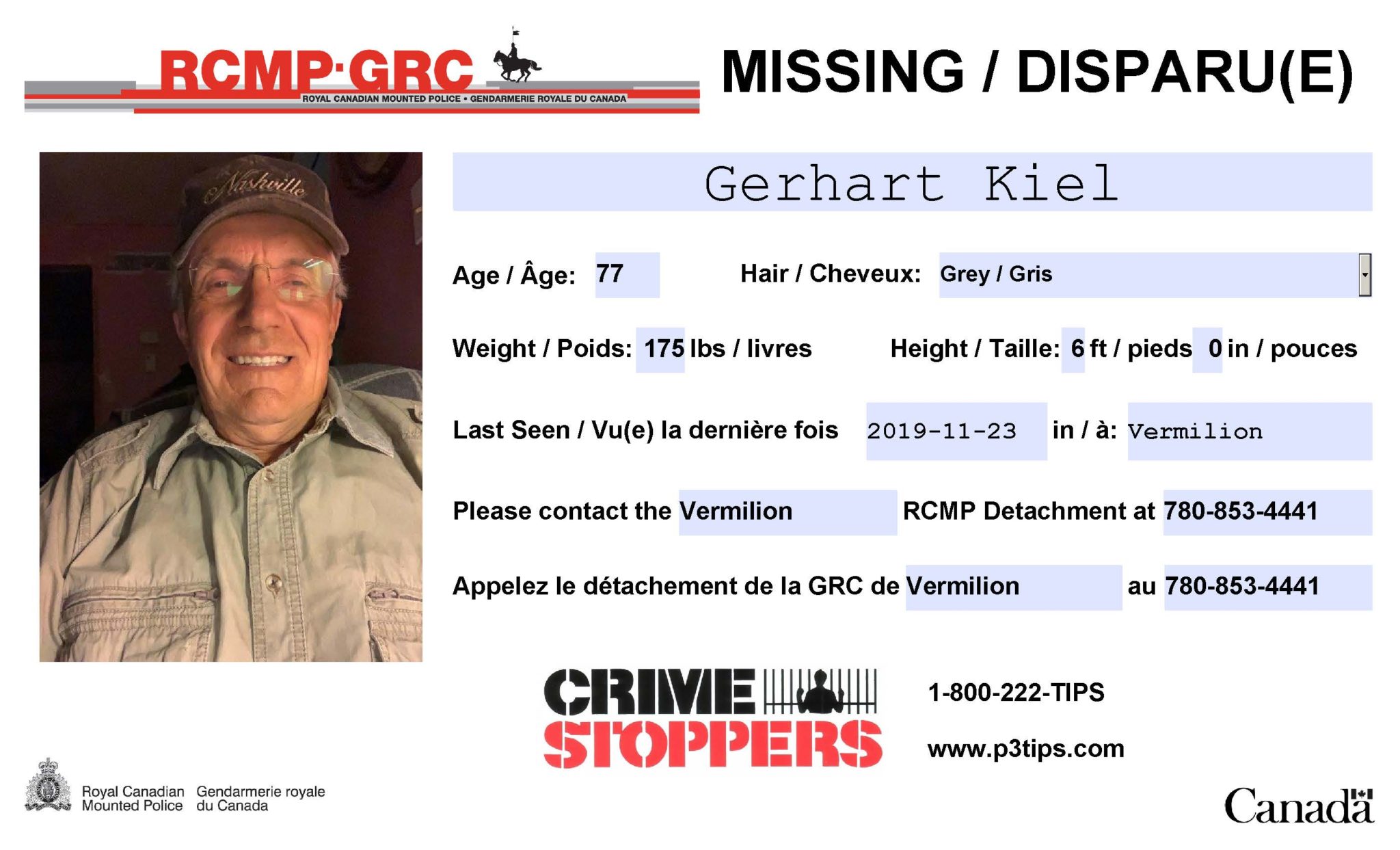 MISSING: 77 year old Gerhart Kiel (Jerry Kelly) - Lakeland Connect